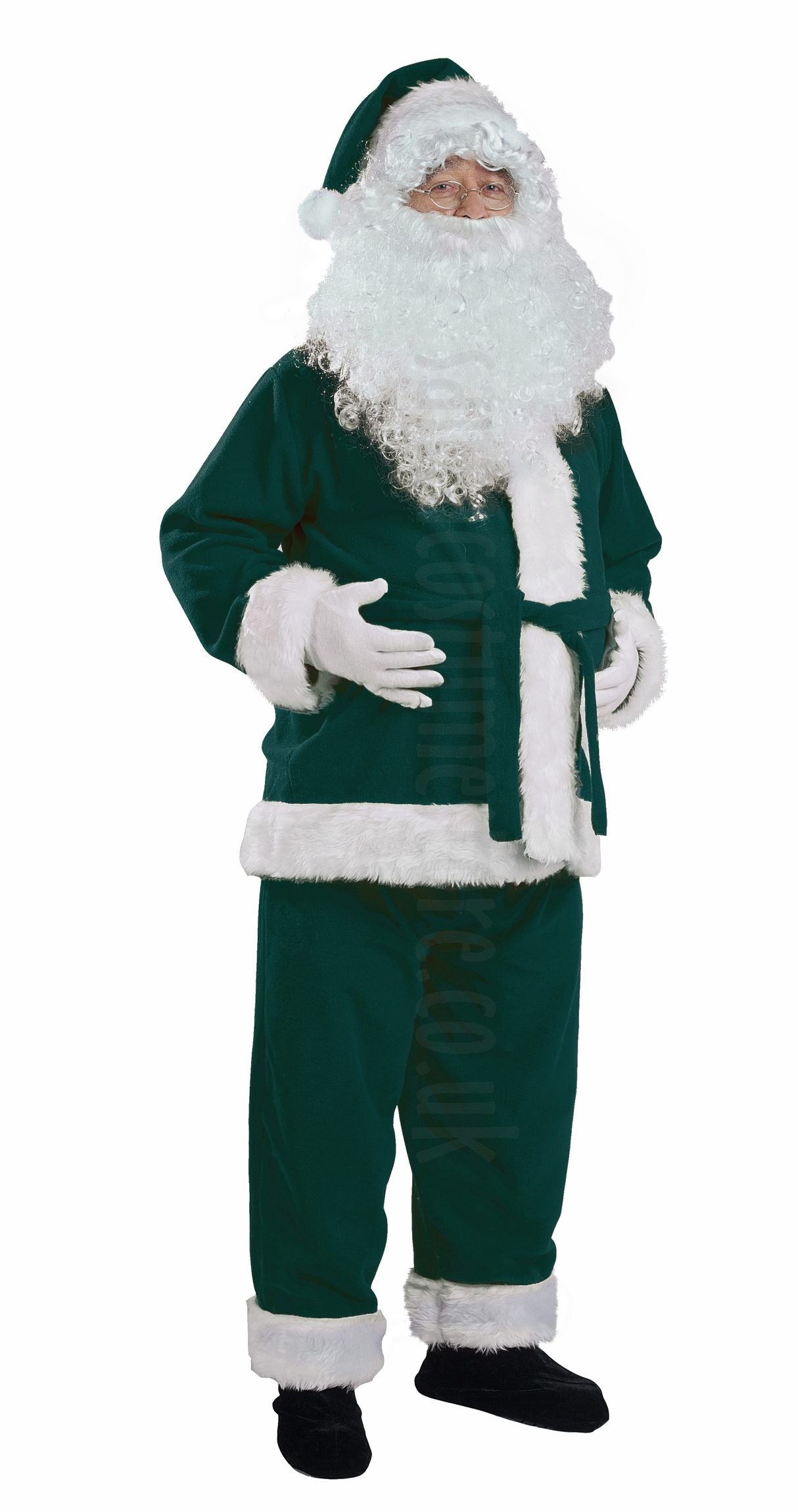 Dark green Santa suit - jacket, trousers and hat - santacostumestore.co.uk