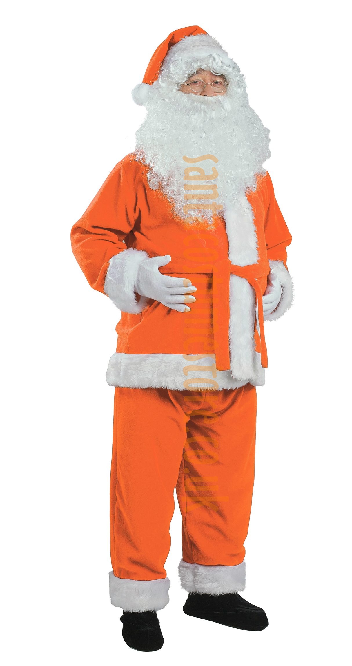 Orange Santa suit - jacket, trousers and hat - santacostumestore.co.uk