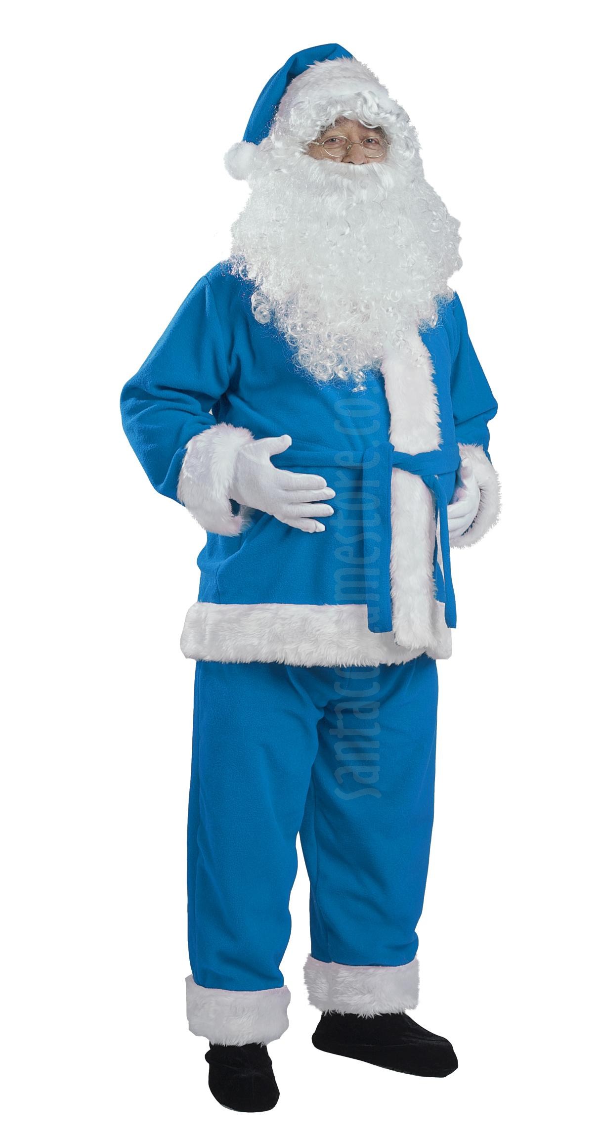 Sky blue Santa suit - jacket, trousers and hat - santacostumestore.co.uk